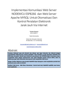 Implementasi Komunikasi Web Server Nodemcu Esp8266 Dan Web Server Apache Mysql Untuk Otomatisasi ...